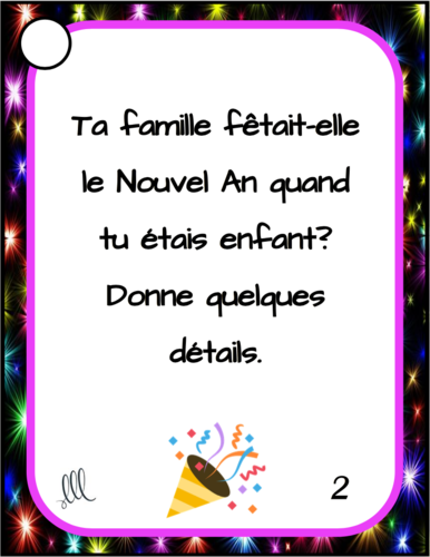 French Nouvel An Question Cards - 30 French New Year's Speaking Prompts ...