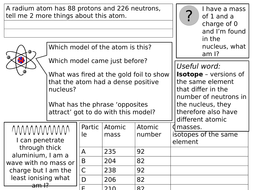AQA 9-1 P4 Atomic structure topic revision sheets | Teaching Resources