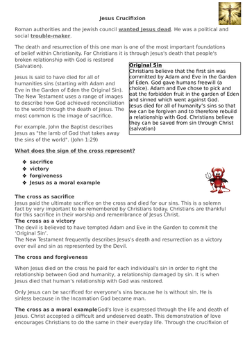 AQA 9-1 Religious Studies GCSE. Christian Beliefs: The crucifixion ... AQA 9-1 Religious Studies GCSE. Christian Beliefs: The crucifixion ...