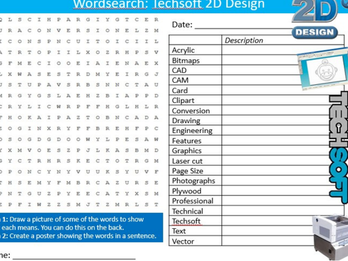 Techsoft 2D Design Wordsearch Technology Starter Keywords Activity ...