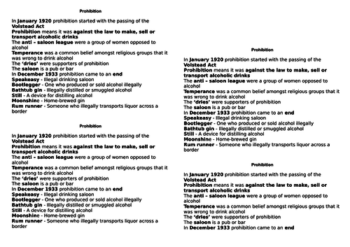 Organised crime and prohibition in the 1920s (USA) | Teaching Resources