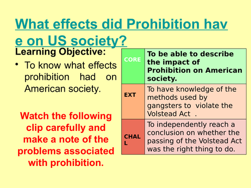 Organised crime and prohibition in the 1920s (USA) | Teaching Resources
