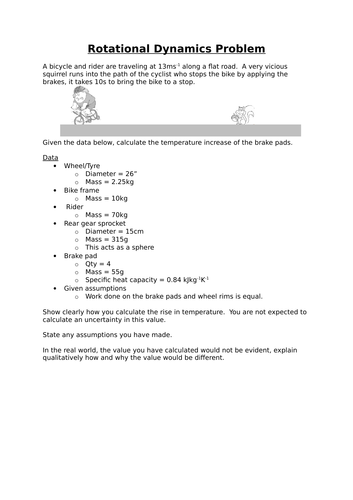 Rotational Dynamics Question Sheets | Teaching Resources
