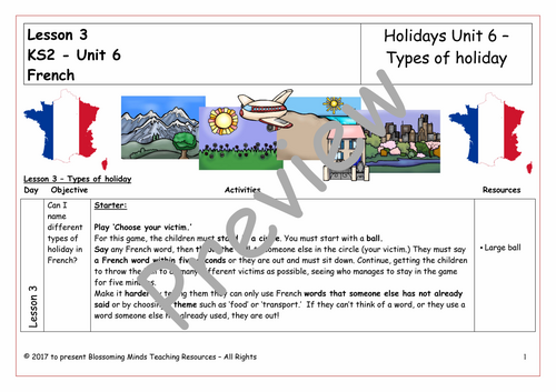 French Types of holiday lesson and resources | Teaching Resources