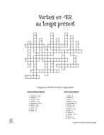 French -ER verbs crossword puzzle - regular -ER verbs - present tense ...
