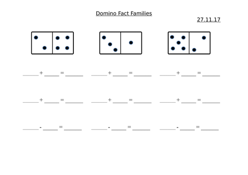 Fact Families using dominoes, part whole model and bar model | Teaching ...