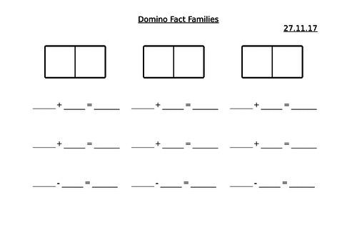 Fact Families using dominoes, part whole model and bar model | Teaching ...