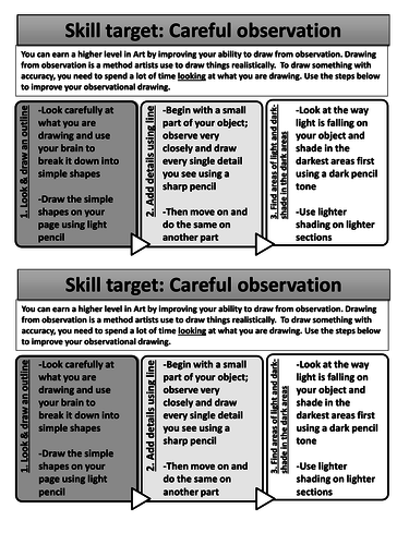 Marking Observational Baseline Drawing Assessment | Teaching Resources