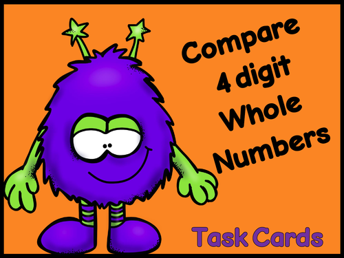 Comparing 4 Digit Whole Numbers Task Cards | Teaching Resources