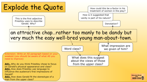 An Inspector Calls Explode the Quote Analysis: Gerald | Teaching Resources