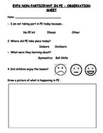 Non-participation sheets for PE | Teaching Resources