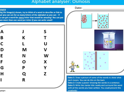 Osmosis Alphabet Analyser Science Biology Starter Keywords Activity KS3 ...