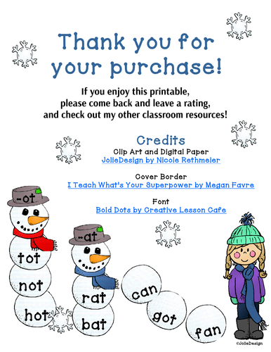 Snowman Rhyming Game - Short Vowels CVC | Teaching Resources