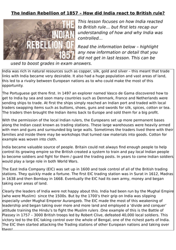 Migration, Empire and people AQA History Indian Rebellion Sepoy ...