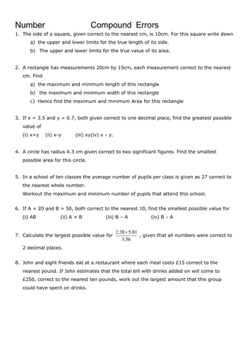 Compound Errors | Teaching Resources