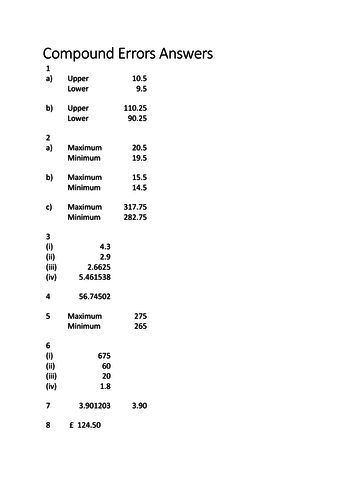 Compound Errors | Teaching Resources