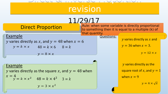 Direct & Inverse Proportion Revision | Teaching Resources