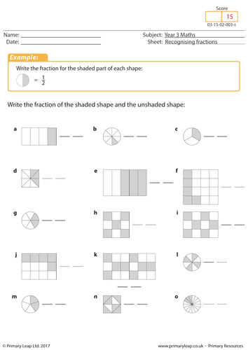 Recognising Fractions 3 | Teaching Resources
