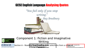 GCSE English Language: Analysing Quotes (Revision/Testing) | Teaching ...