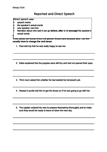 Reported and Direct speech lesson plan and activites | Teaching Resources