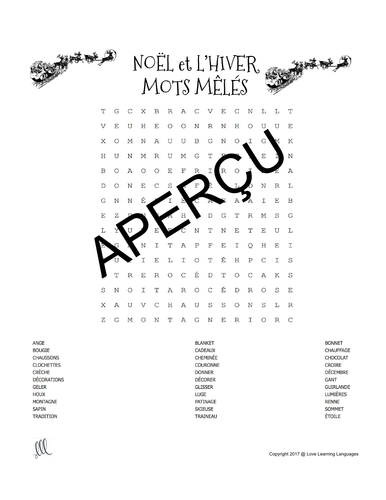 French Noël Mots Mêlés - French Christmas Word Search | Teaching Resources