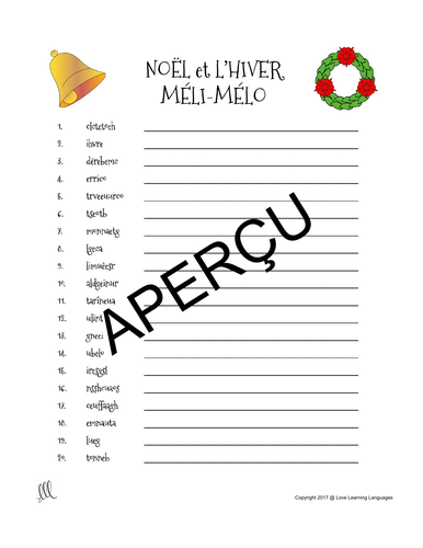 French Noël Méli-Mélo - French Christmas Scrambled Words Activities ...