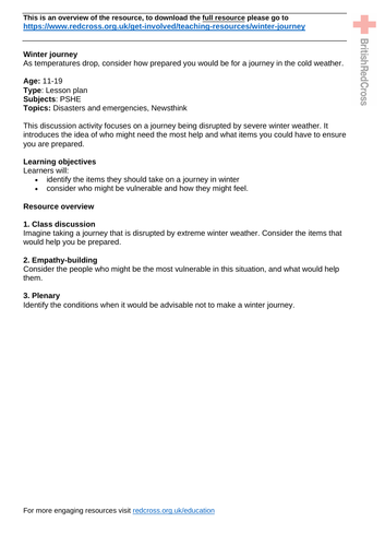 Winter weather - journey | Teaching Resources