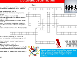 Discrimination Crossword British Values PSHE Starter Keywords Activity ...