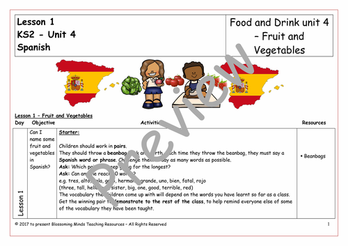 Spanish Fruit and Vegetables lesson and resources | Teaching Resources