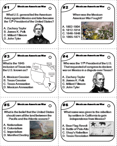 Mexican American War Task Cards | Teaching Resources
