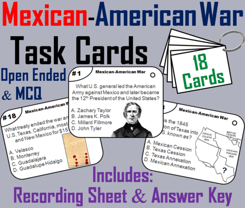 Mexican American War Task Cards and Activities Bundle | Teaching Resources