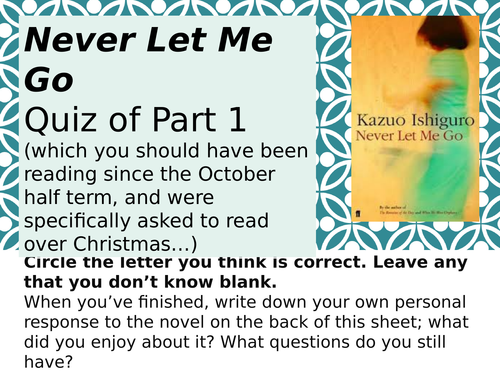 Never Let Me Go - Teaching Pack | Teaching Resources
