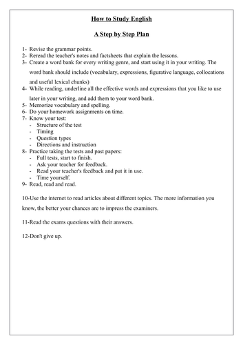 How to study English | Teaching Resources