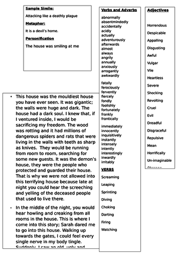 Free creative writing lesson based on haunted house | Teaching Resources