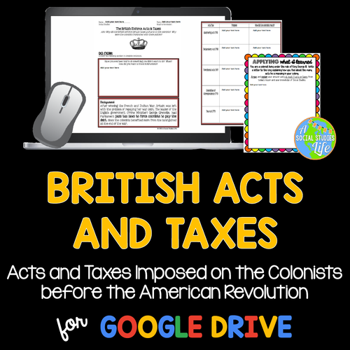 American Revolution British Acts & Taxes | Teaching Resources