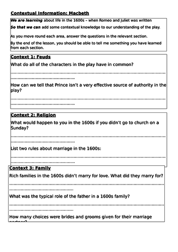 Romeo and Juliet Context | Teaching Resources