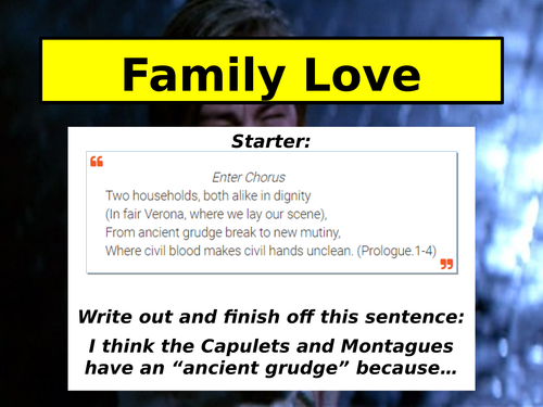 Romeo and Juliet - Family Love | Teaching Resources