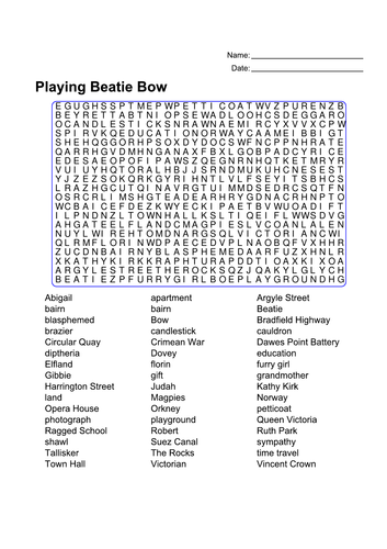 Playing Beatie Bow - Word Search | Teaching Resources