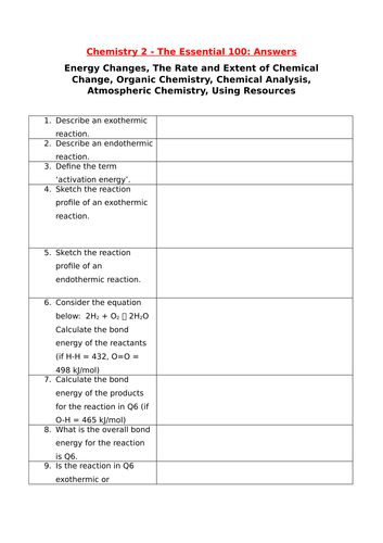 GCSE Chemistry 2 Essential 100 Revision Questions and Answers (New Spec ...