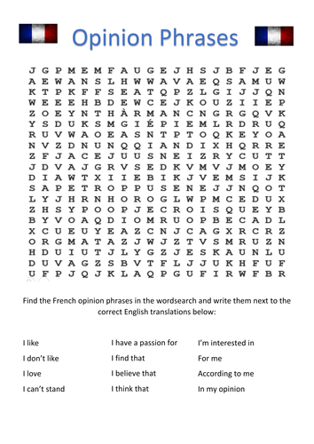 GCSE French - Starters to drill opinion phrases and important verbs ...