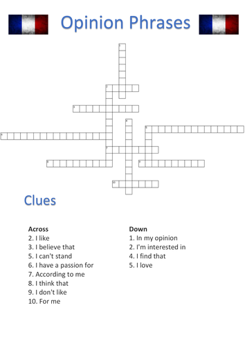 GCSE French - Starters to drill opinion phrases and important verbs ...