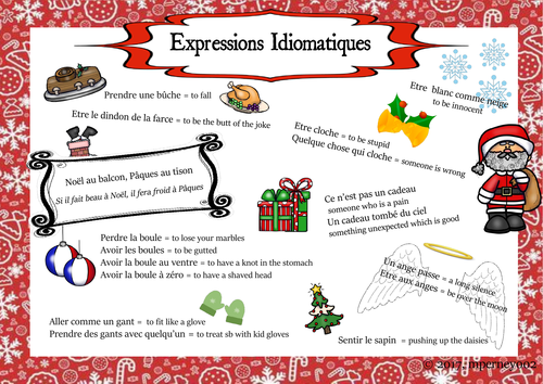 French Christmas Idioms Poster (Expressions sur le vocabulaire de Noël ...