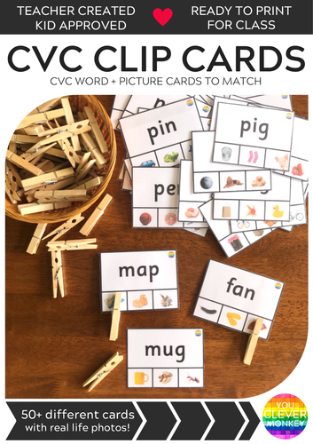 CVC Word Clip Cards | Teaching Resources