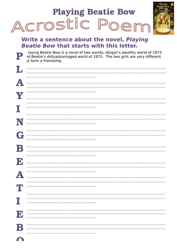 Playing Beatie Bow - Acrostic poem and Mix and match | Teaching Resources