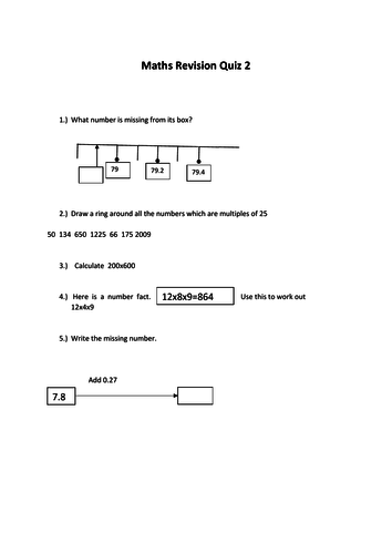 Maths Revision Quizzes Year 6 Cambridge International Curriculum ...