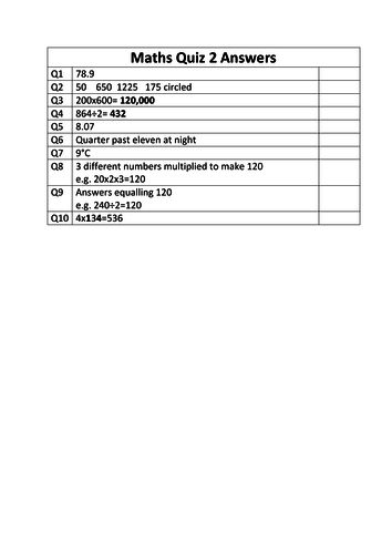 Maths Revision Quizzes Year 6 Cambridge International Curriculum ...