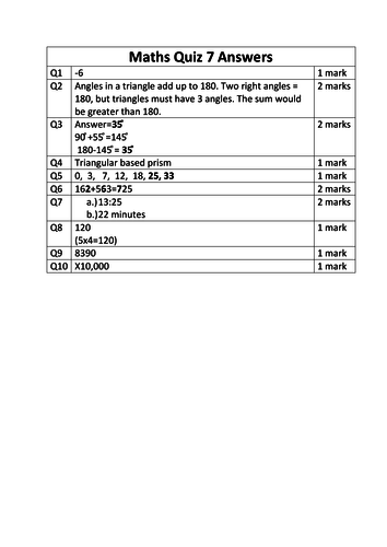 Maths Revision Quizzes Year 6 Cambridge International Curriculum ...