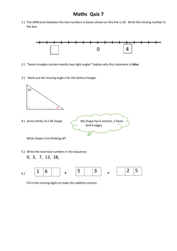 Maths Revision Quizzes Year 6 Cambridge International Curriculum ...