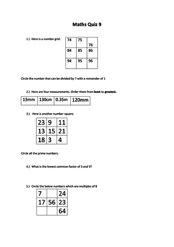 Maths Revision Quizzes Year 6 Cambridge International Curriculum ...