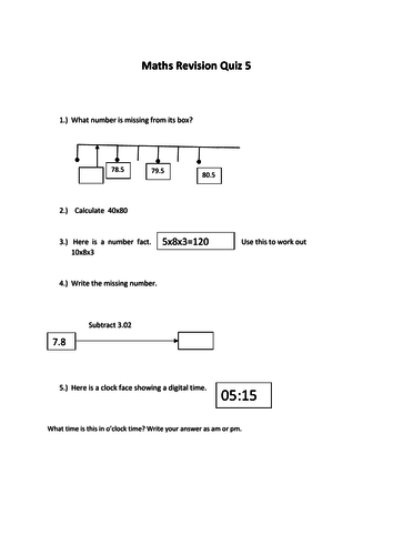 Maths Revision Quizzes Year 6 Cambridge International Curriculum ...